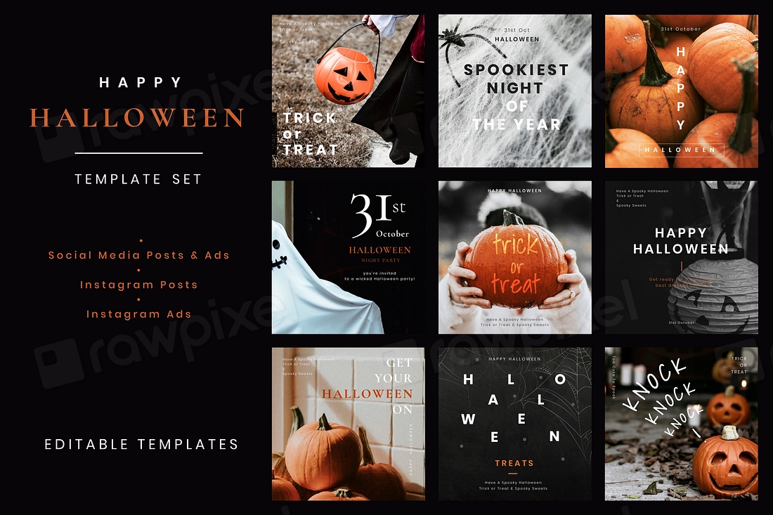 Halloween vector editable template set | Premium Vector - rawpixel