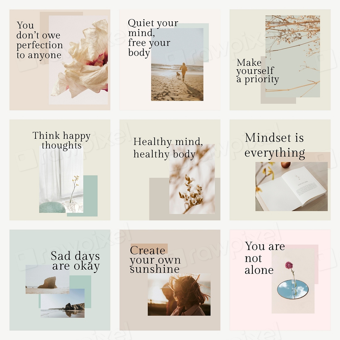 Positive thoughts template vector set | Premium Vector - rawpixel