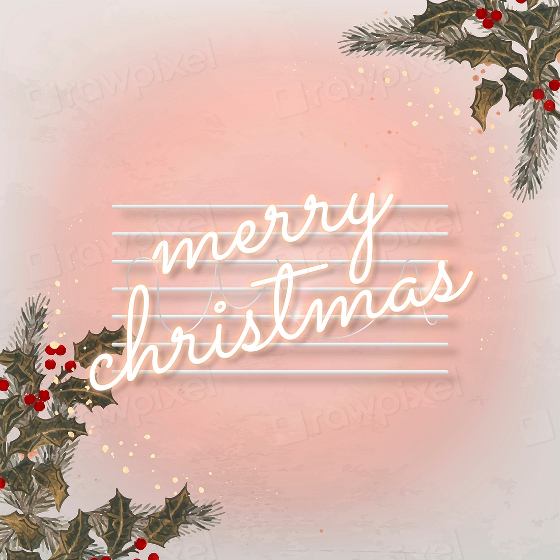 Pink neon text mistletoes social | Premium Vector Template - rawpixel