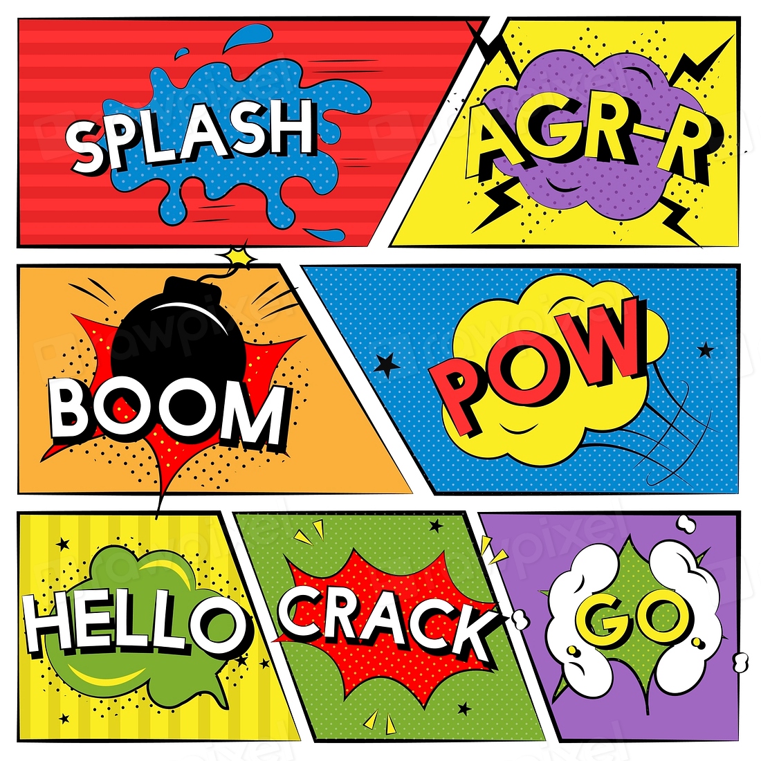 Comic style word expressions | Free Vector - rawpixel