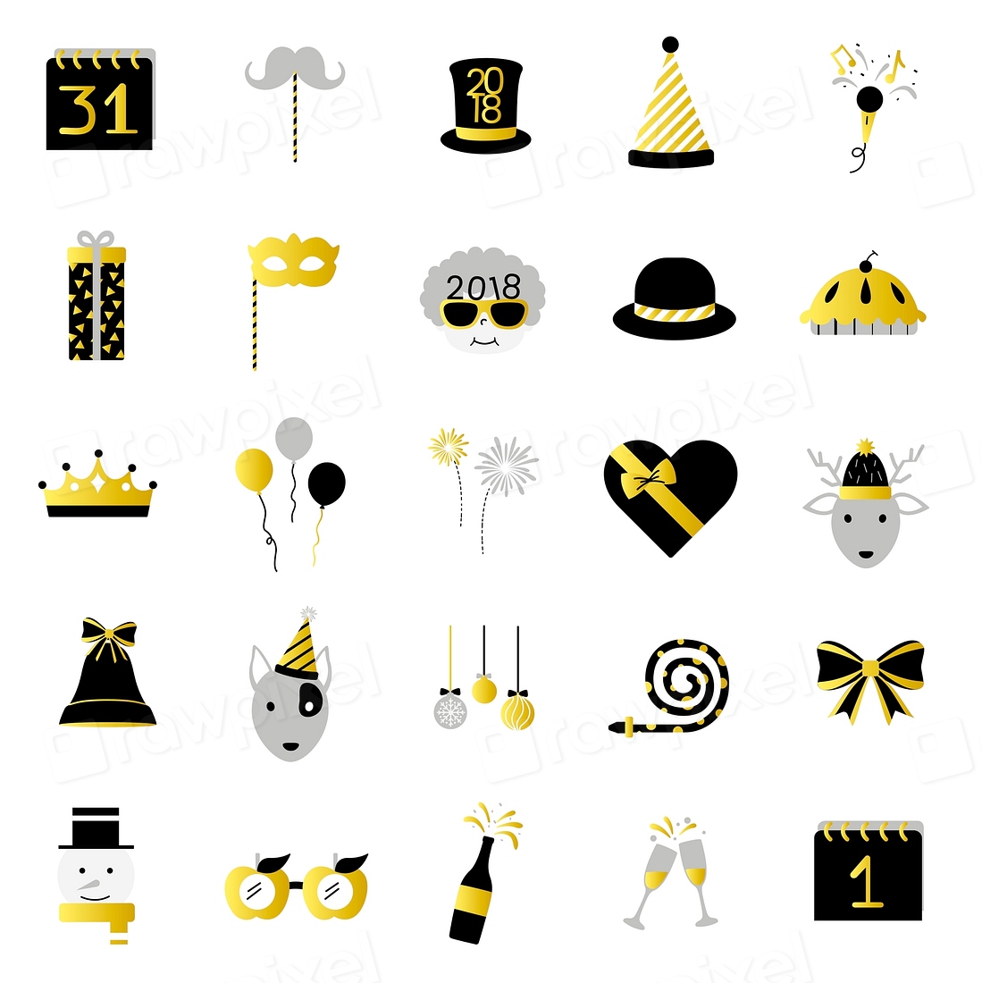 Illustration celebration party icons set | Premium Vector - rawpixel