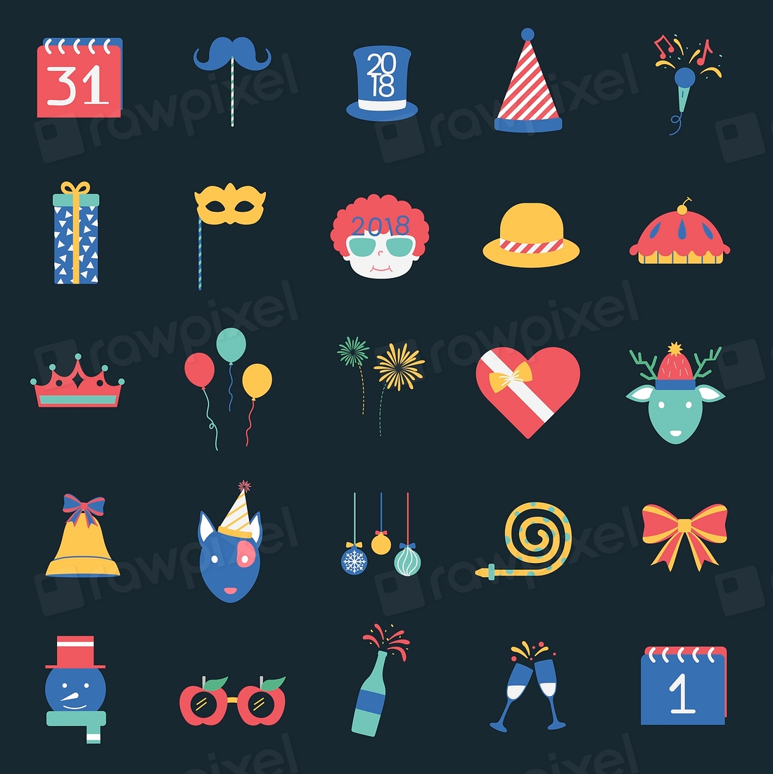 Illustration celebration party icons set | Premium Vector - rawpixel