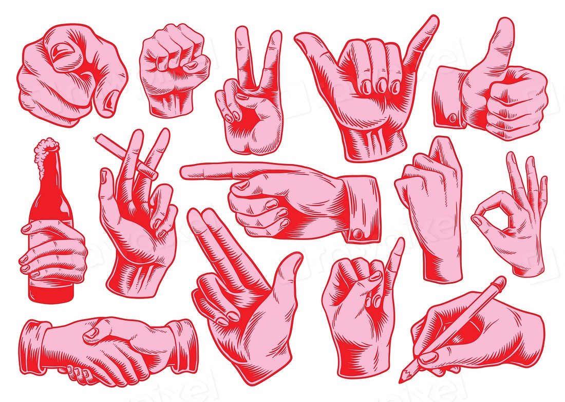 Collection of illustrated hand signs | Premium Vector Illustration ...