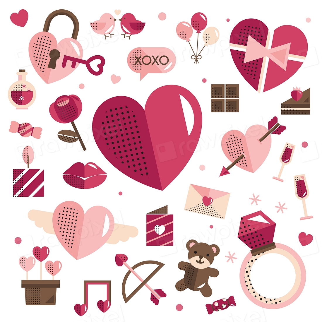 Valentine's Day icons vector set | Premium Vector - rawpixel