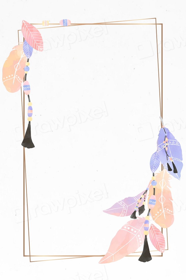 Watercolor feather frame vector Bohemian | Premium Vector - rawpixel