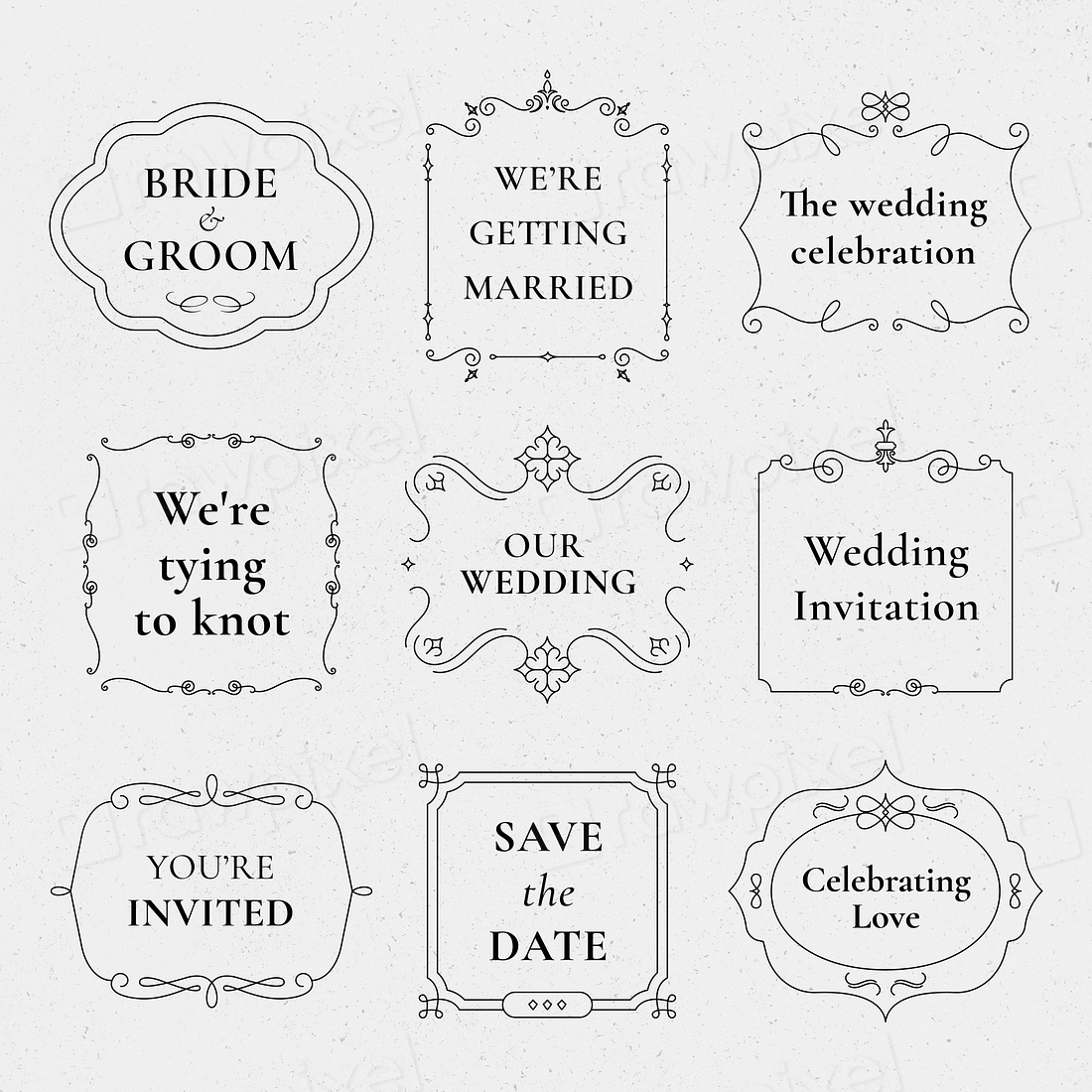 Wedding badge psd set luxury | Premium PSD - rawpixel