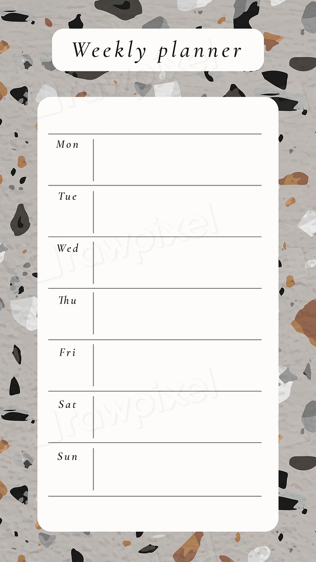 Weekly planner template, terrazzo background, | Free Vector Template ...
