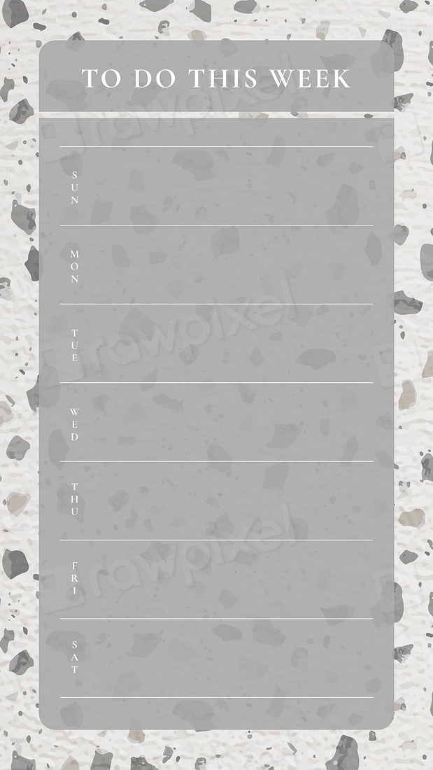 Weekly planner template, terrazzo background, | Premium Vector Template ...