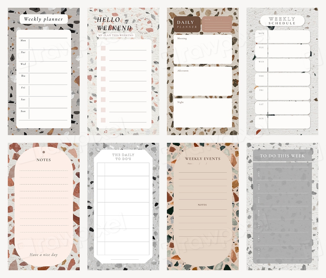 Weekly planner template, terrazzo background, | Premium Vector - rawpixel