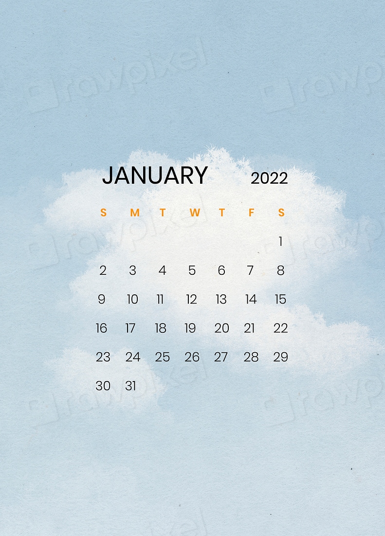 Cloud Botanical January monthly printable | Free Photo - rawpixel