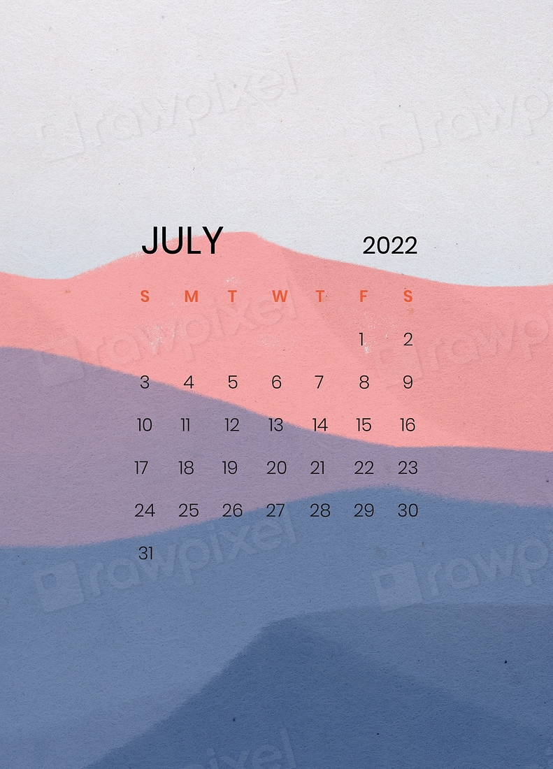 Mountain July monthly calendar editable | Premium PSD - rawpixel
