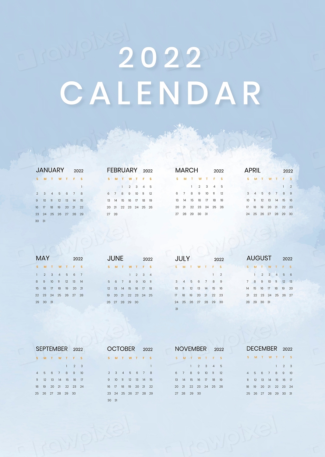Cloud 12 month calendar editable | Premium PSD Template - rawpixel