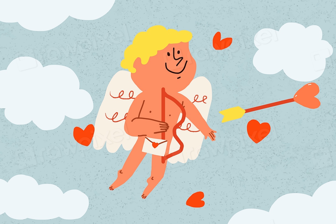 Blue cupid background, Valentine’s celebration | Premium Vector ...
