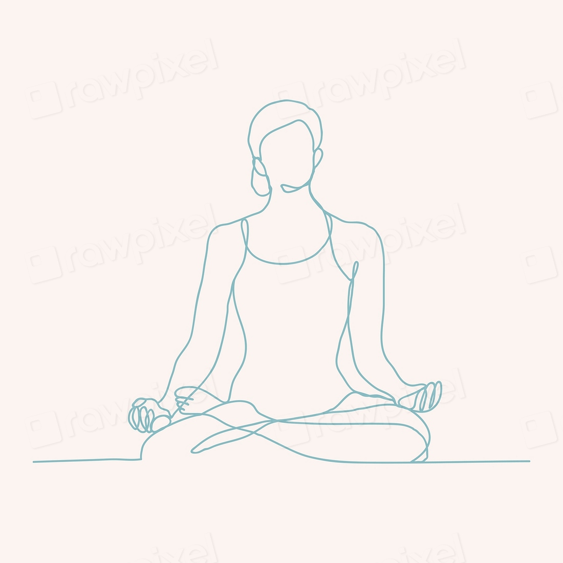 Meditation line art sticker, simple | Premium Vector Illustration ...