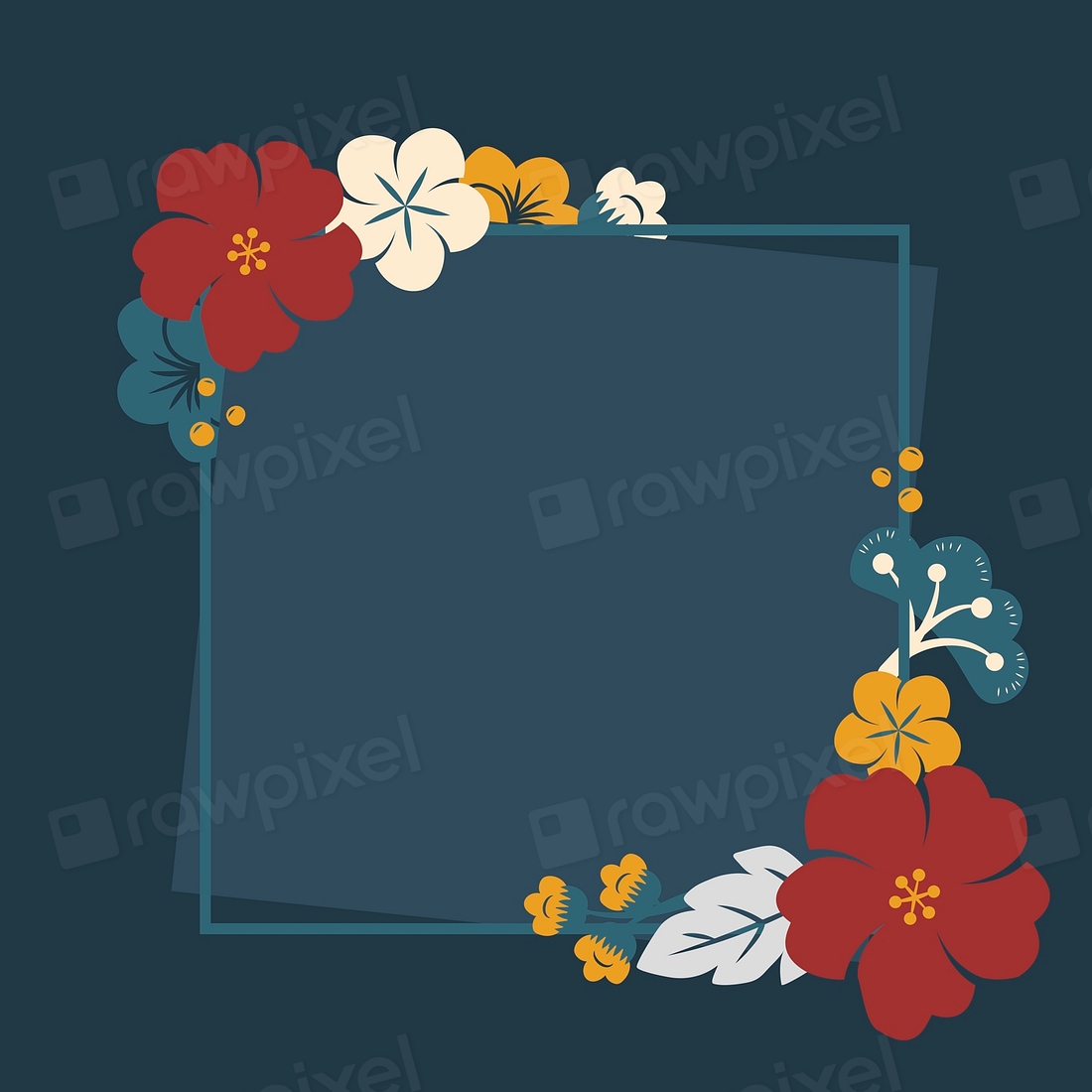 Square colorful floral border vector | Premium Vector - rawpixel