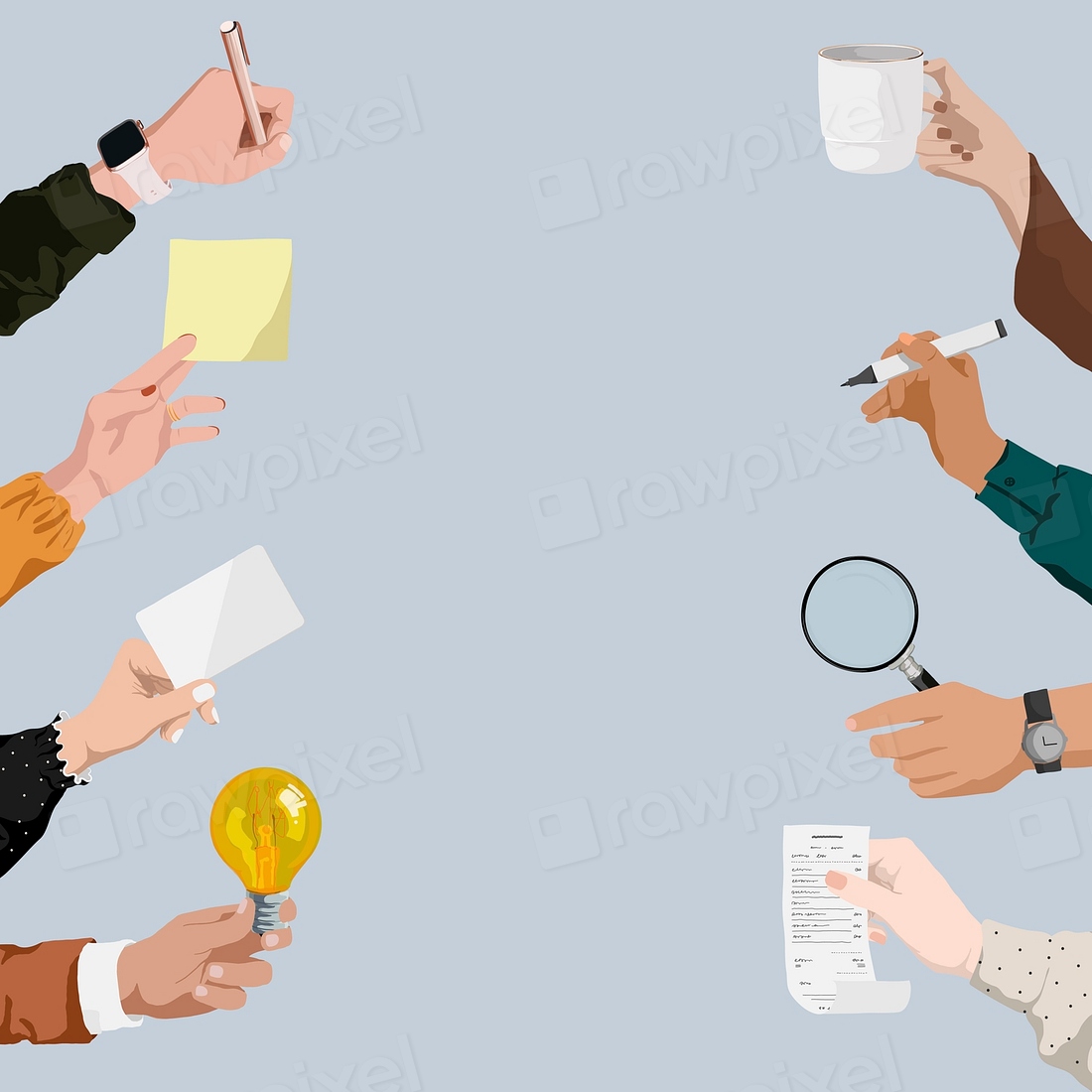 Business teamwork background, hands border | Premium Vector ...