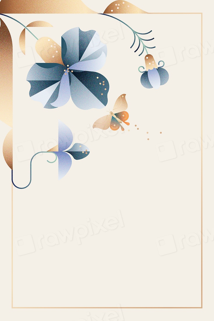 Aesthetic blue flower frame beige | Free Photo - rawpixel