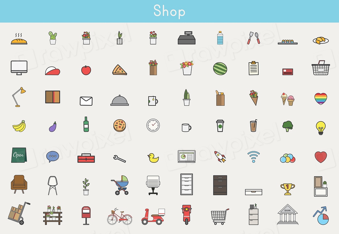 Set of shop icons | Free Vector - rawpixel