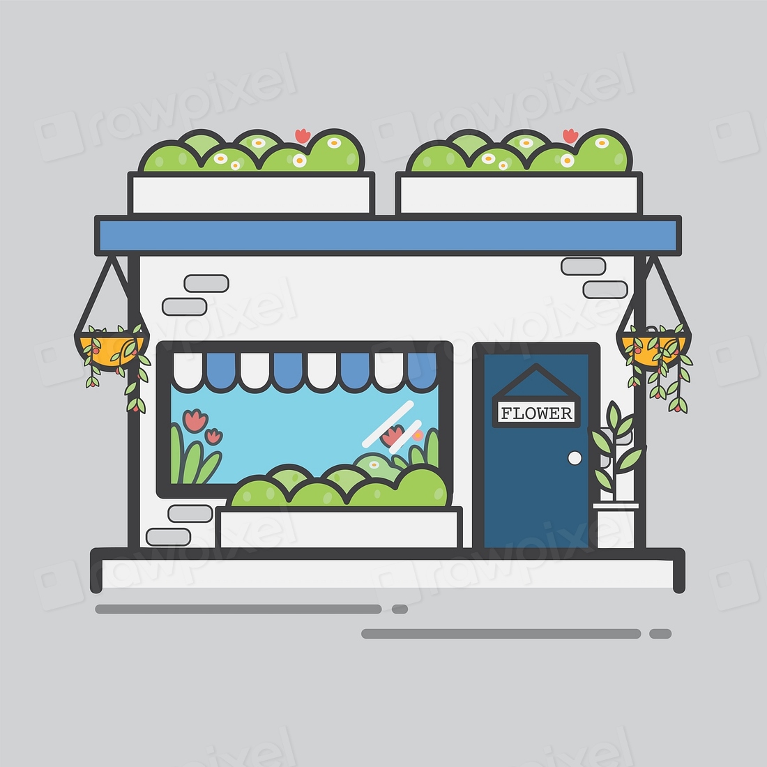 Illustration of a flower shop | Premium Vector - rawpixel