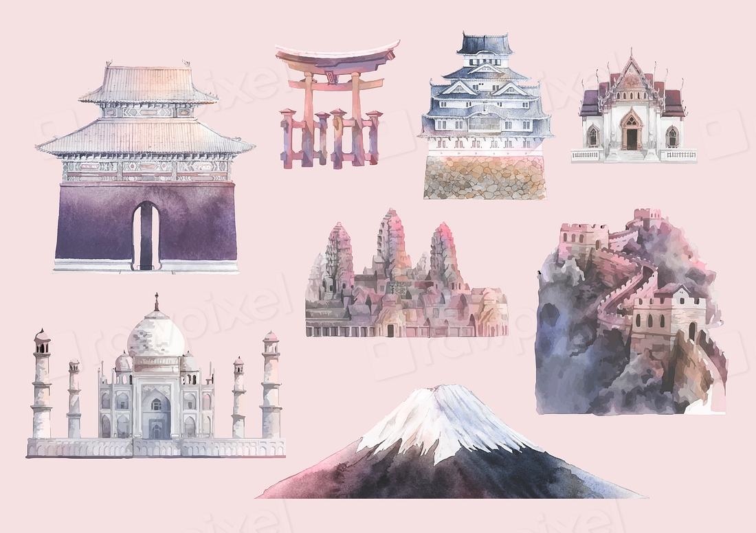 Set of famous landmark vectors | Premium Vector Illustration - rawpixel