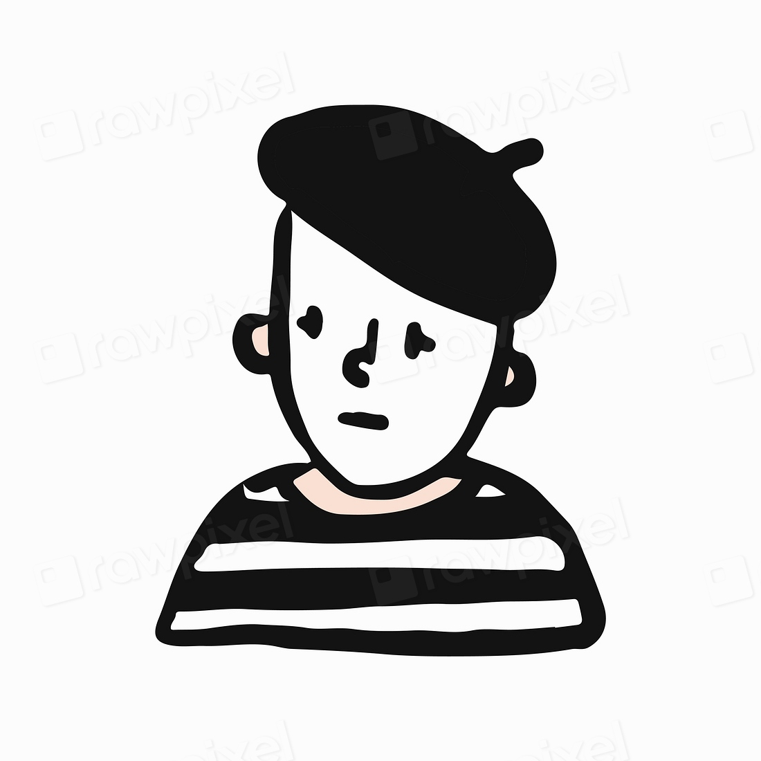 Sad French mime doodle illustration | Premium Vector Illustration ...