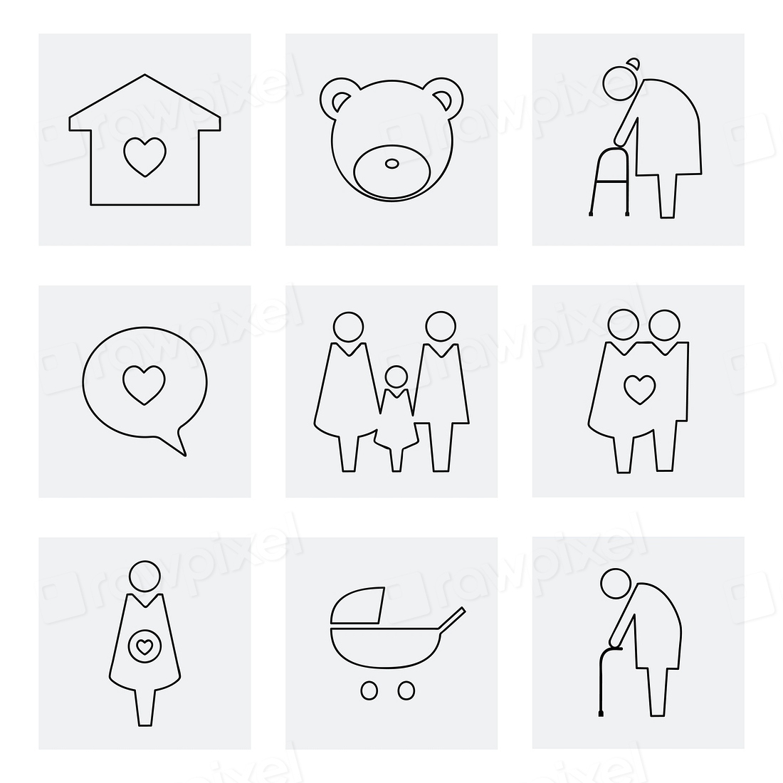 Collection of family icons pictogram | Premium Vector - rawpixel