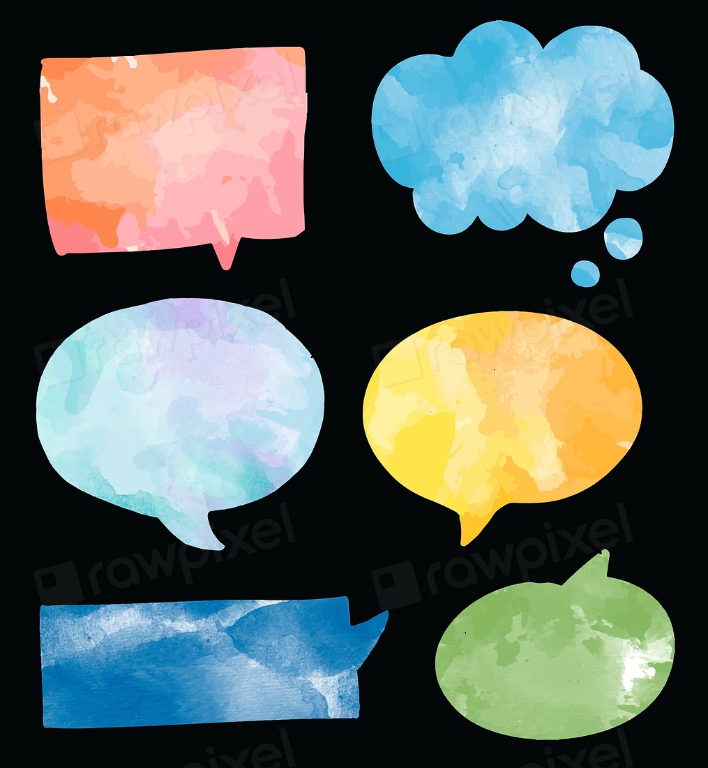 Set colorful watercolor speech bubbles | Premium Vector - rawpixel