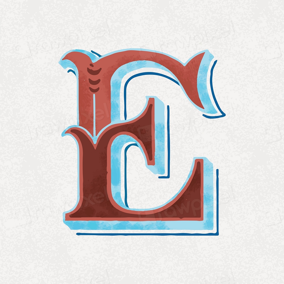 Capital letter E vintage typography | Free Vector - rawpixel
