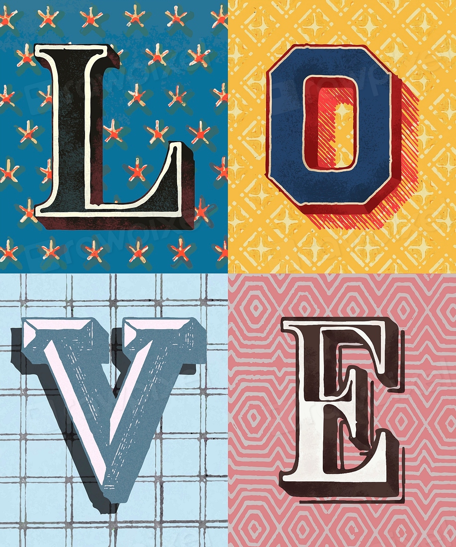 Love word vintage typography style | Premium Vector - rawpixel