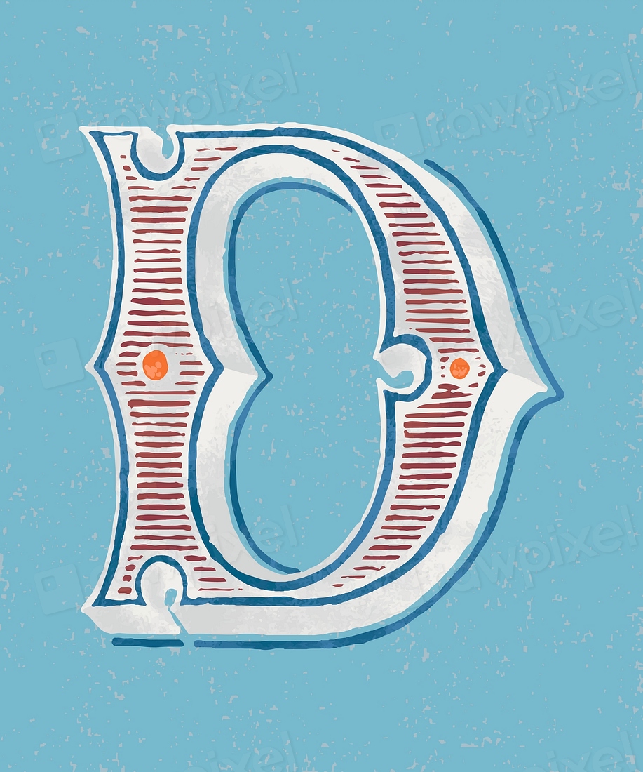 Capital letter D vintage typography | Premium Vector - rawpixel