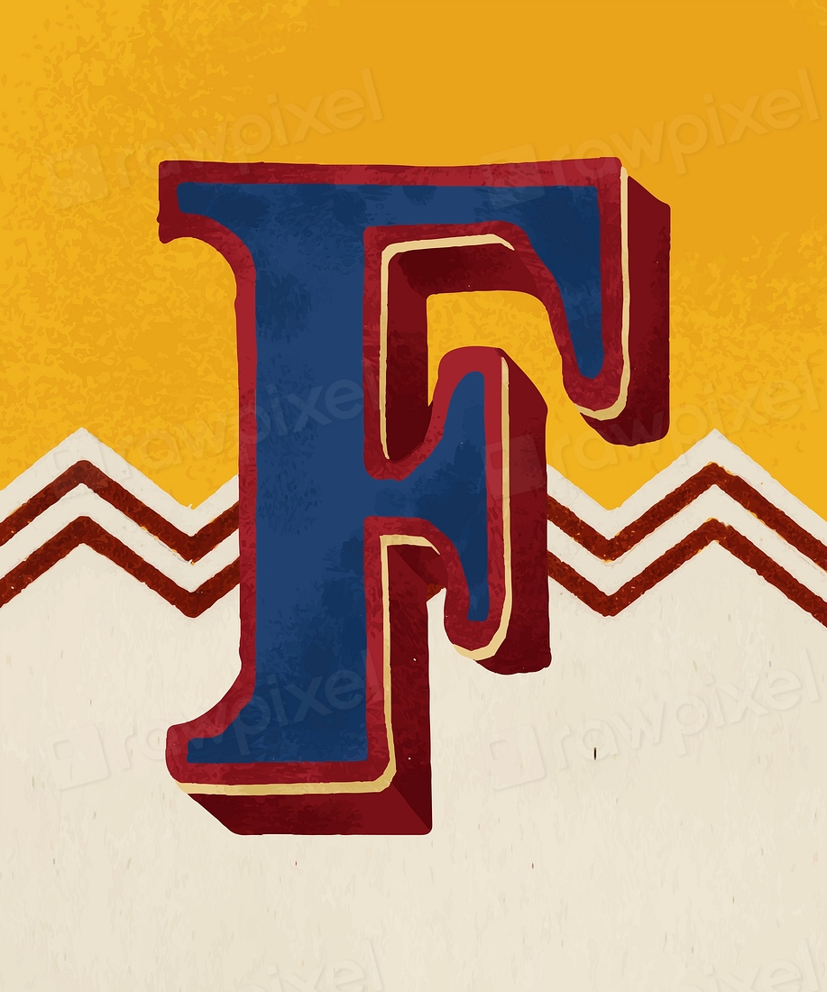 Capital letter F vintage typography | Free Vector - rawpixel