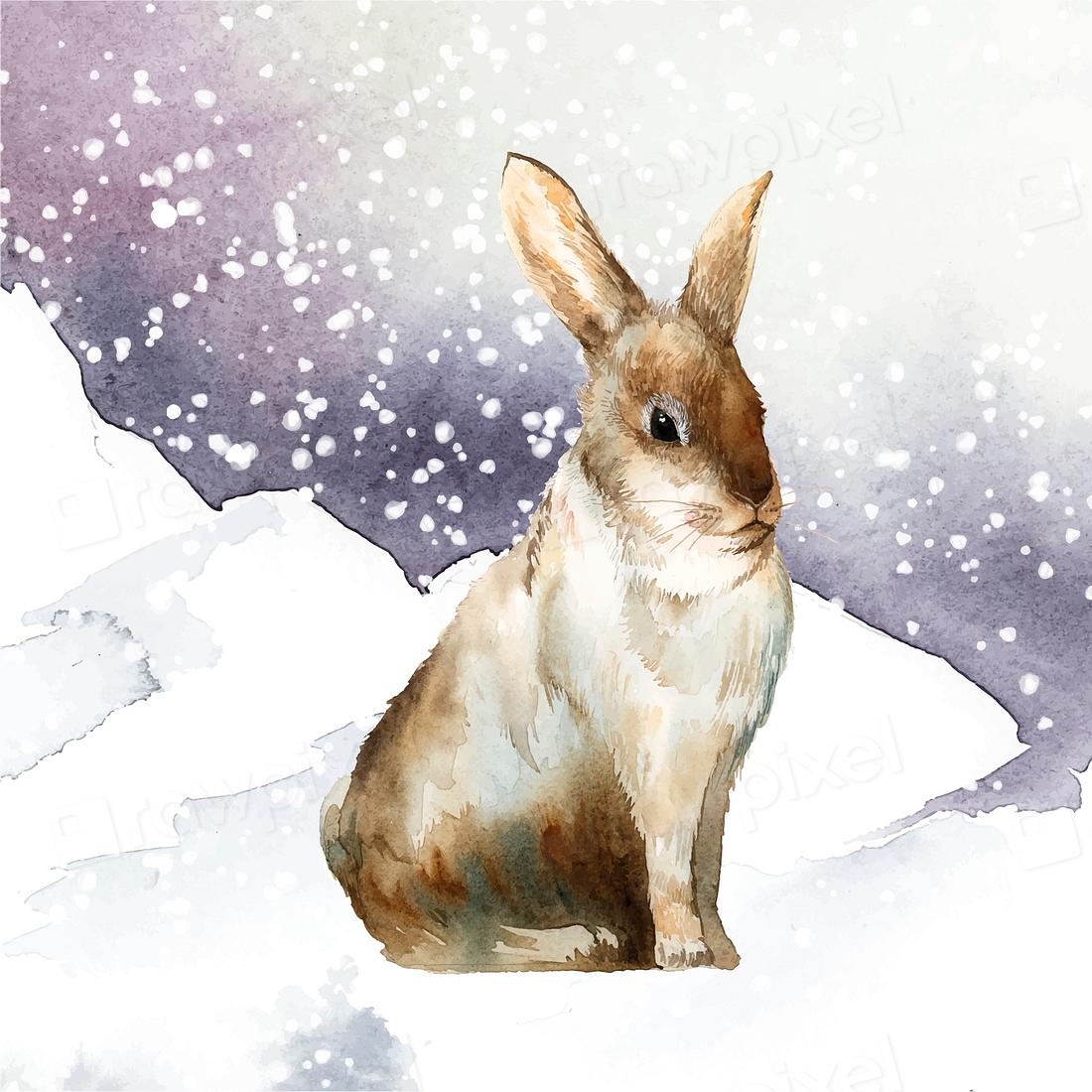 Wild brown rabbit winter wonderland | Premium Vector Illustration ...