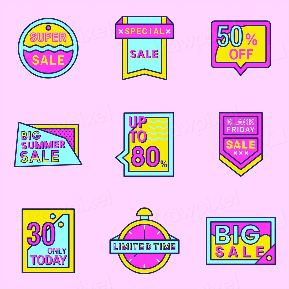 Pink shopping sale badge design | Free Vector - rawpixel