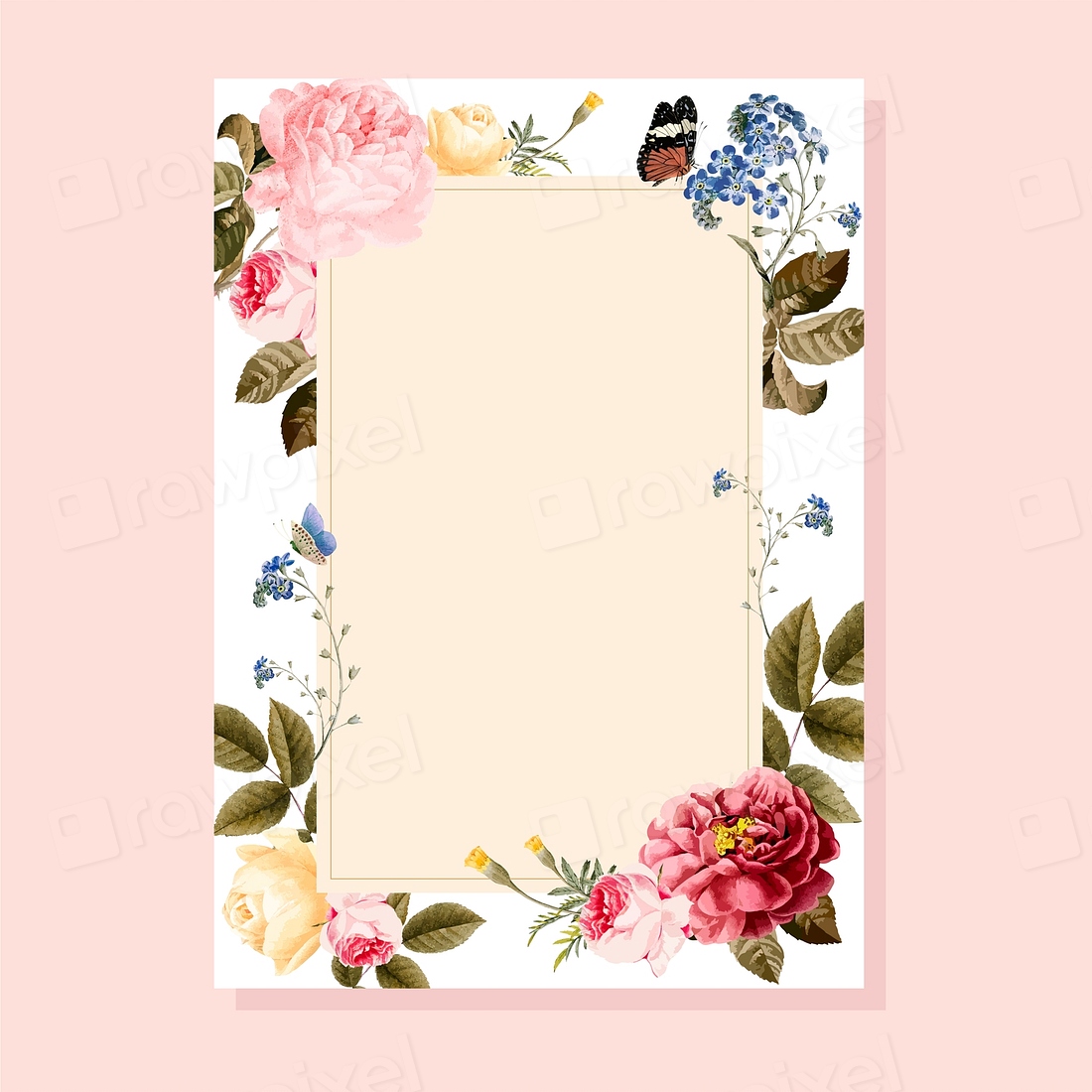 Blank floral frame card illustration | Premium Vector - rawpixel