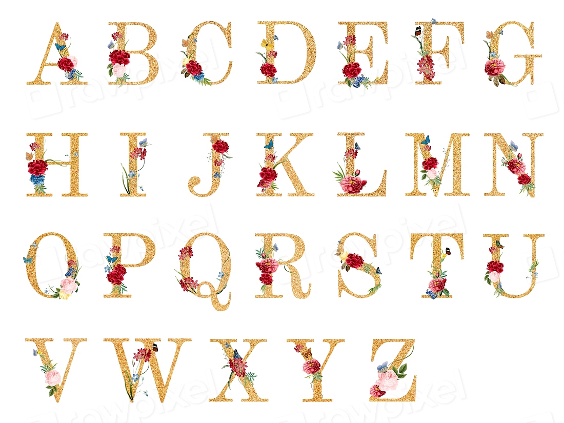 Botanical alphabet tropical flowers illustration | Premium Vector ...