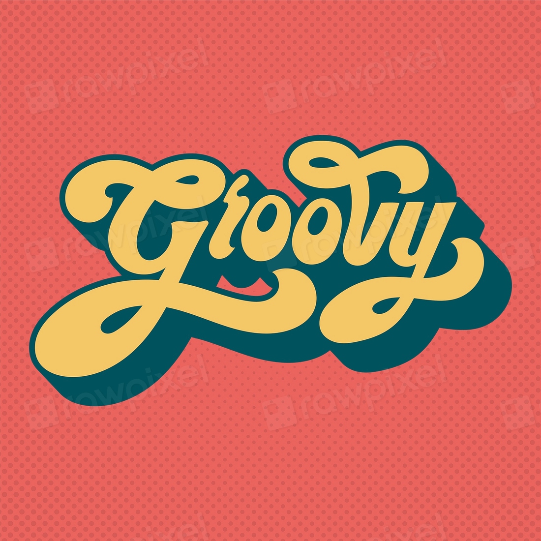 Groovy word typography style illustration | Premium Vector - rawpixel