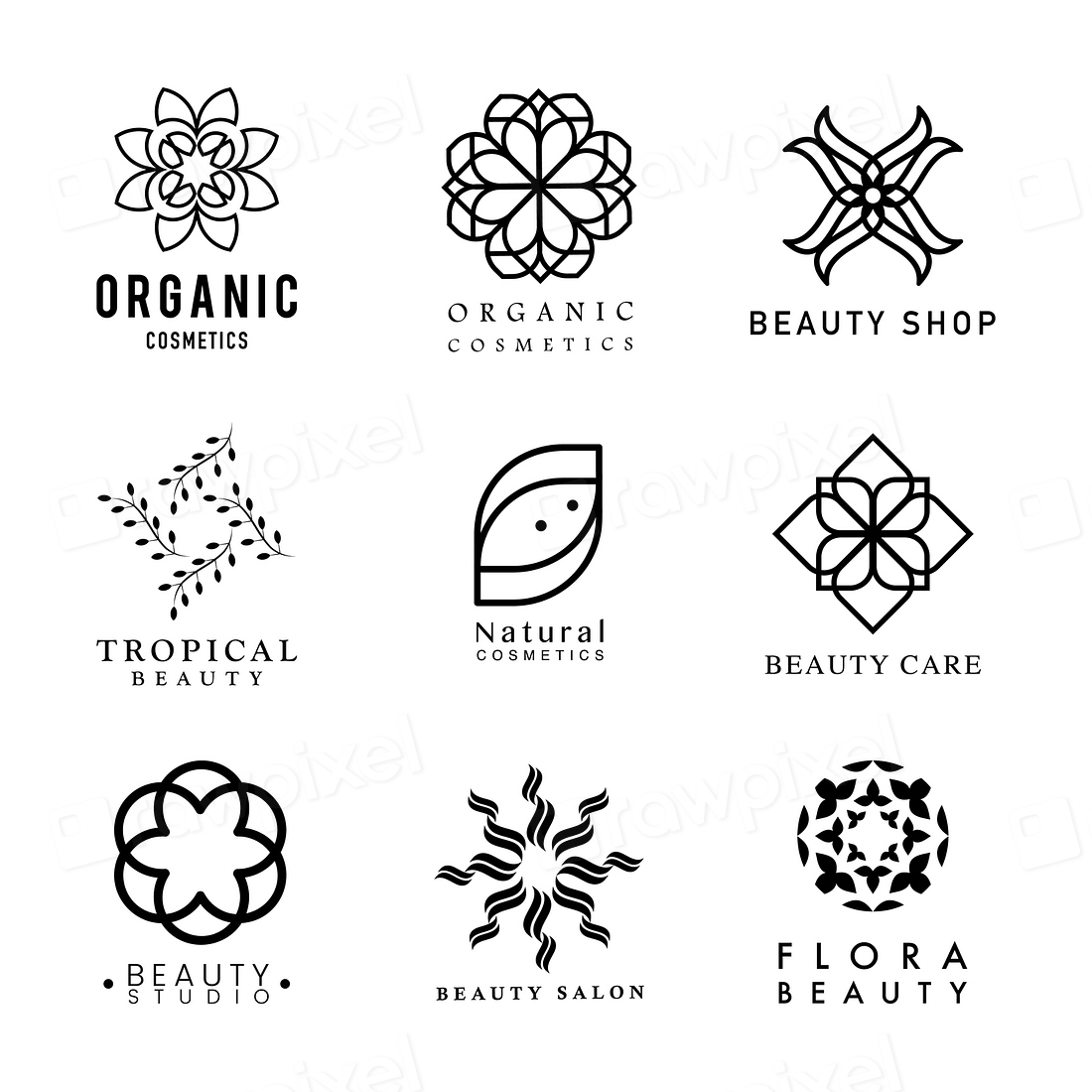 Collection organic cosmetics logo vector | Premium Vector - rawpixel