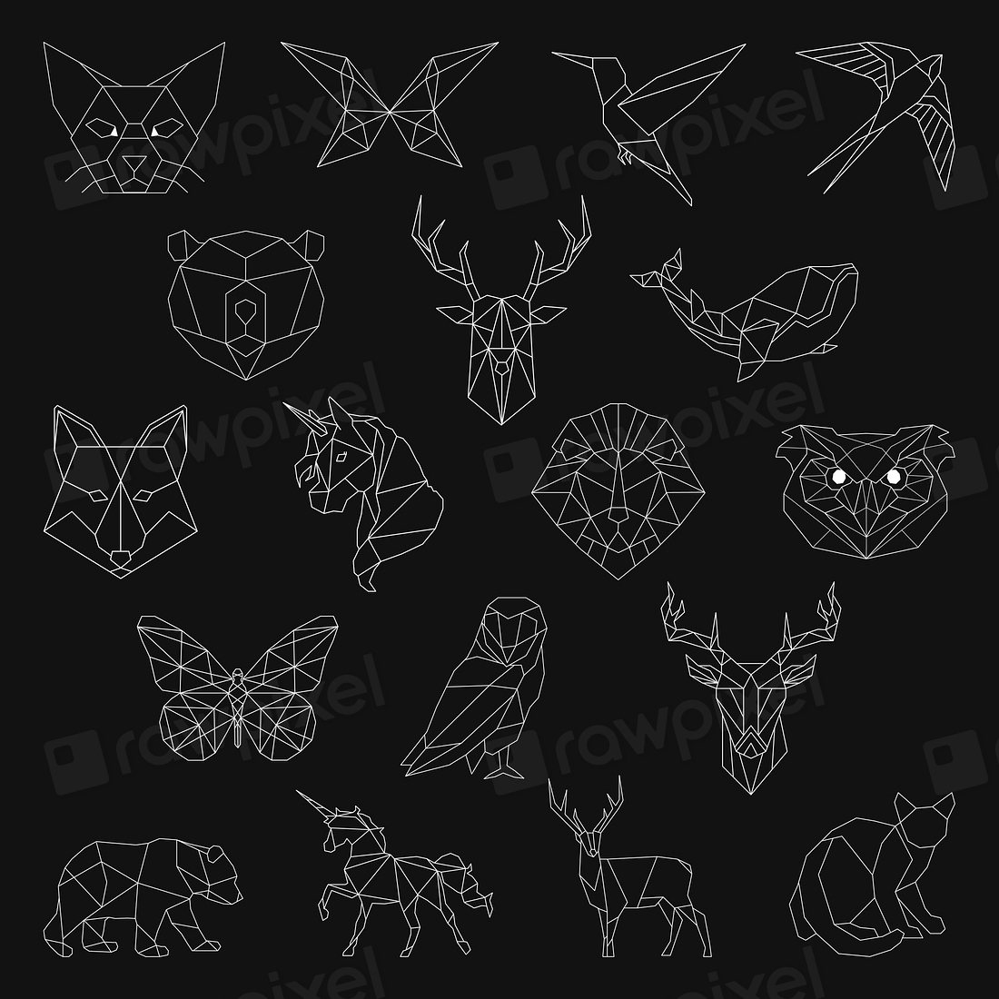 Set of animal linear illustrations | Premium Vector - rawpixel