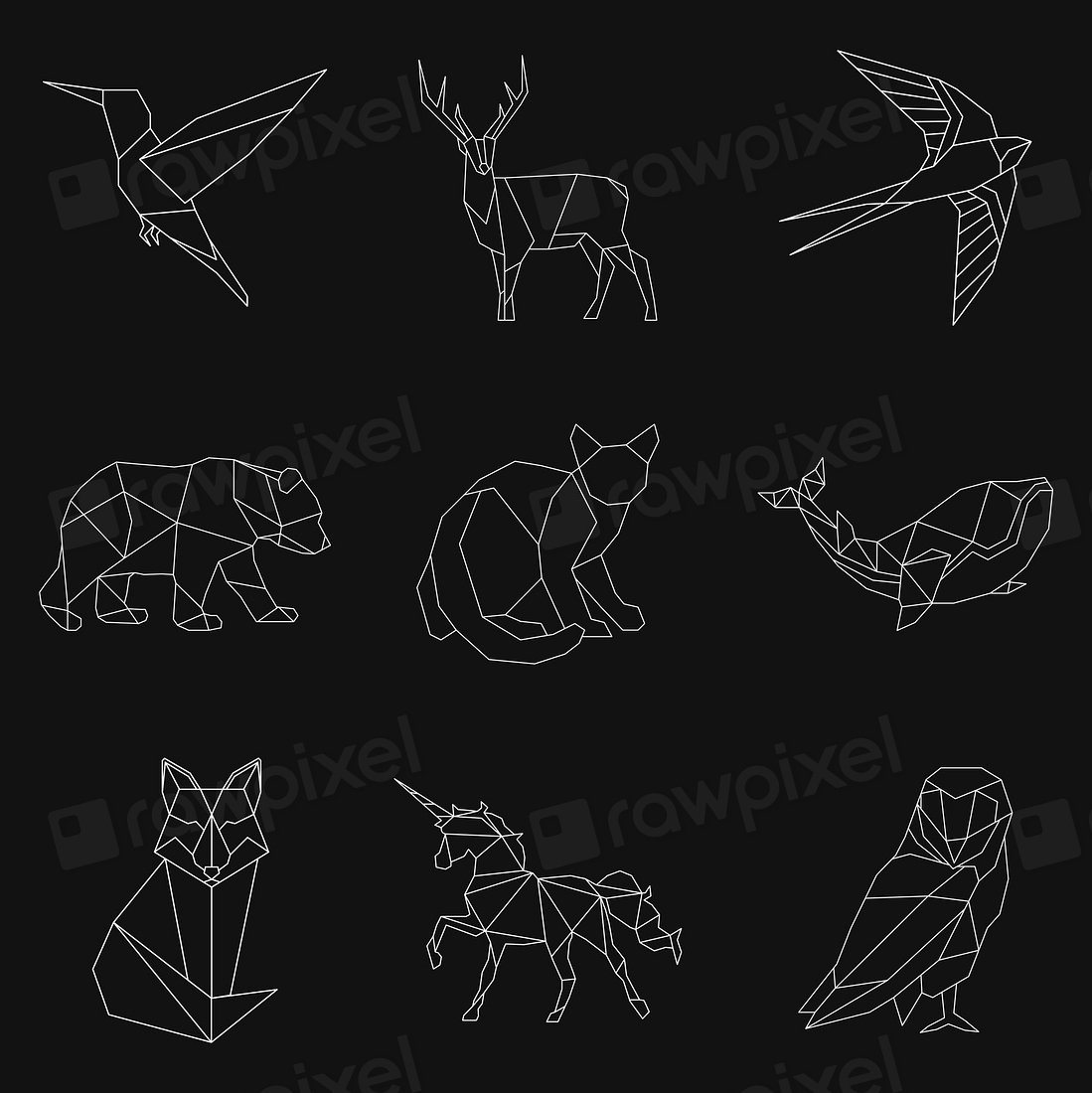 Set of animal linear illustrations | Premium Vector - rawpixel