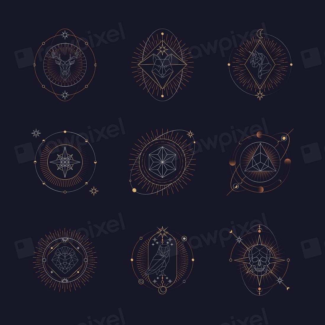 Geometric mystic symbols vector set | Premium Vector - rawpixel