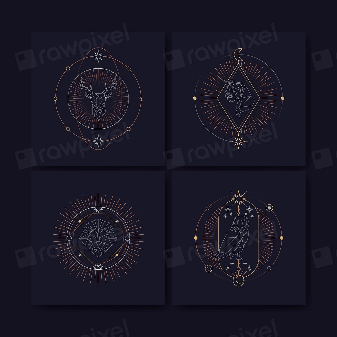 Geometric mystic symbols vector set | Premium Vector - rawpixel