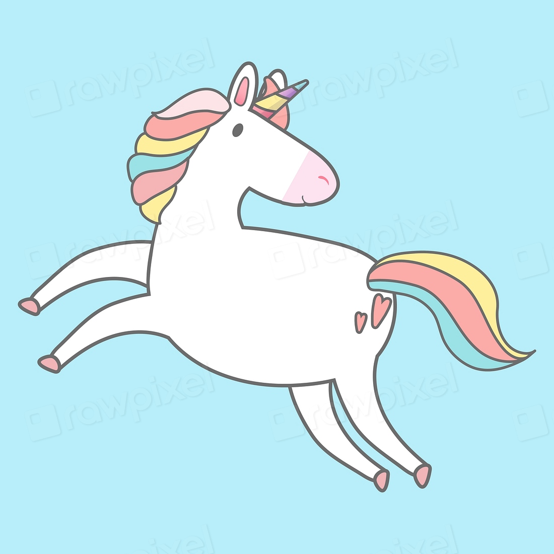 Magical rainbow unicorn illustration vector | Free Vector Illustration ...