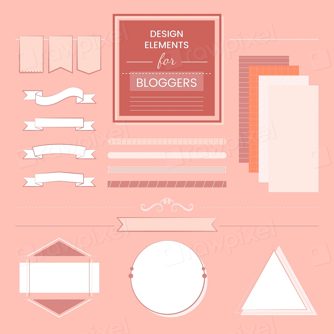 Set design elements bloggers vector | Premium Vector - rawpixel