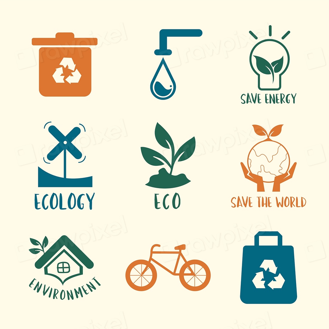 Environmental conservation symbol set illustration | Premium Vector ...