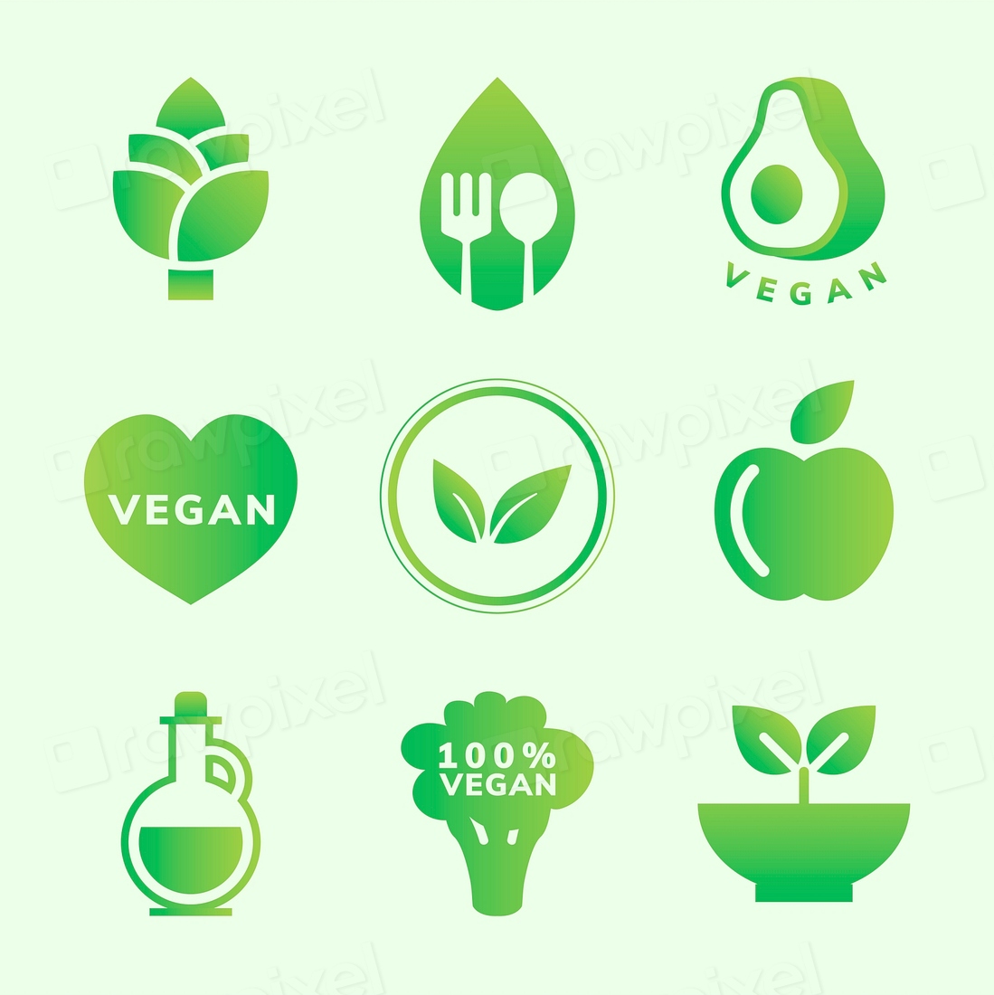 Collection of vegan icon vectors | Premium Vector - rawpixel