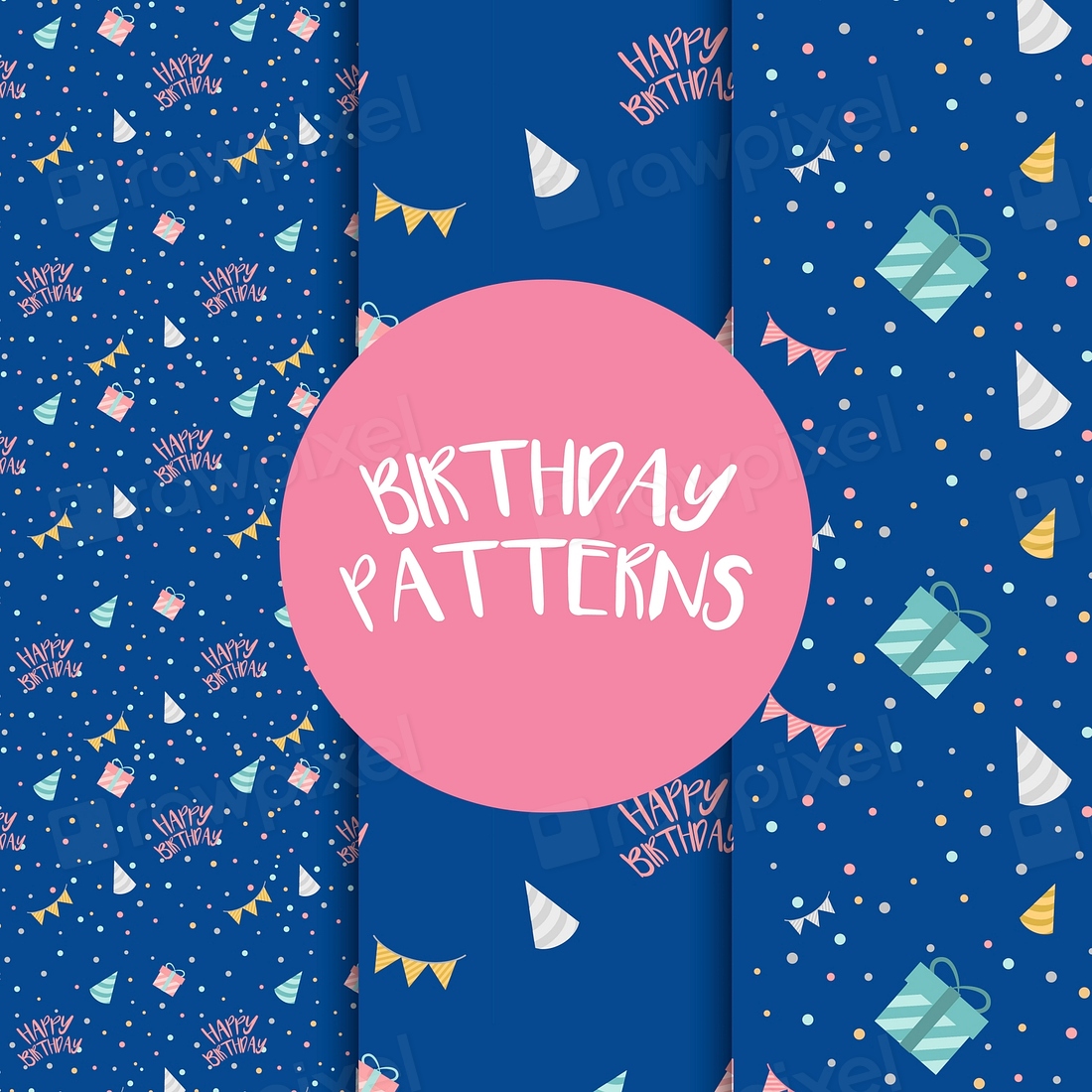 Set of birthday pattern vectors | Premium Vector - rawpixel