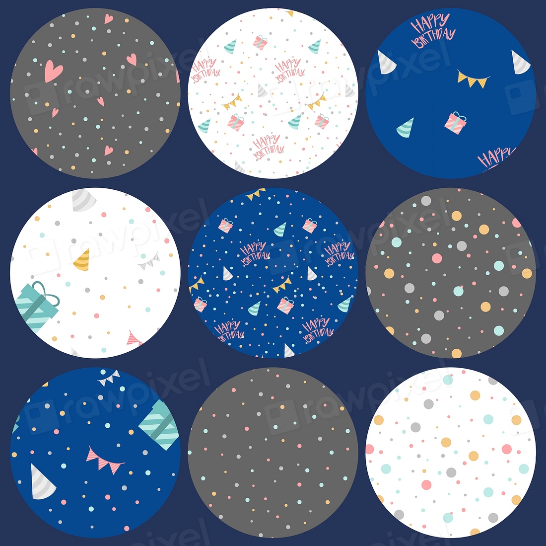 Set round party pattern vectors | Premium Vector - rawpixel