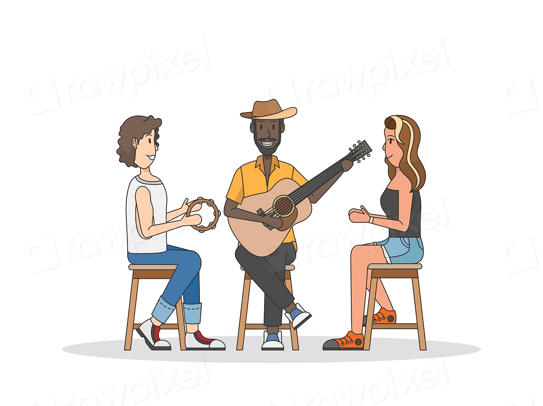 Trio of musicians performing | Premium Vector Illustration - rawpixel