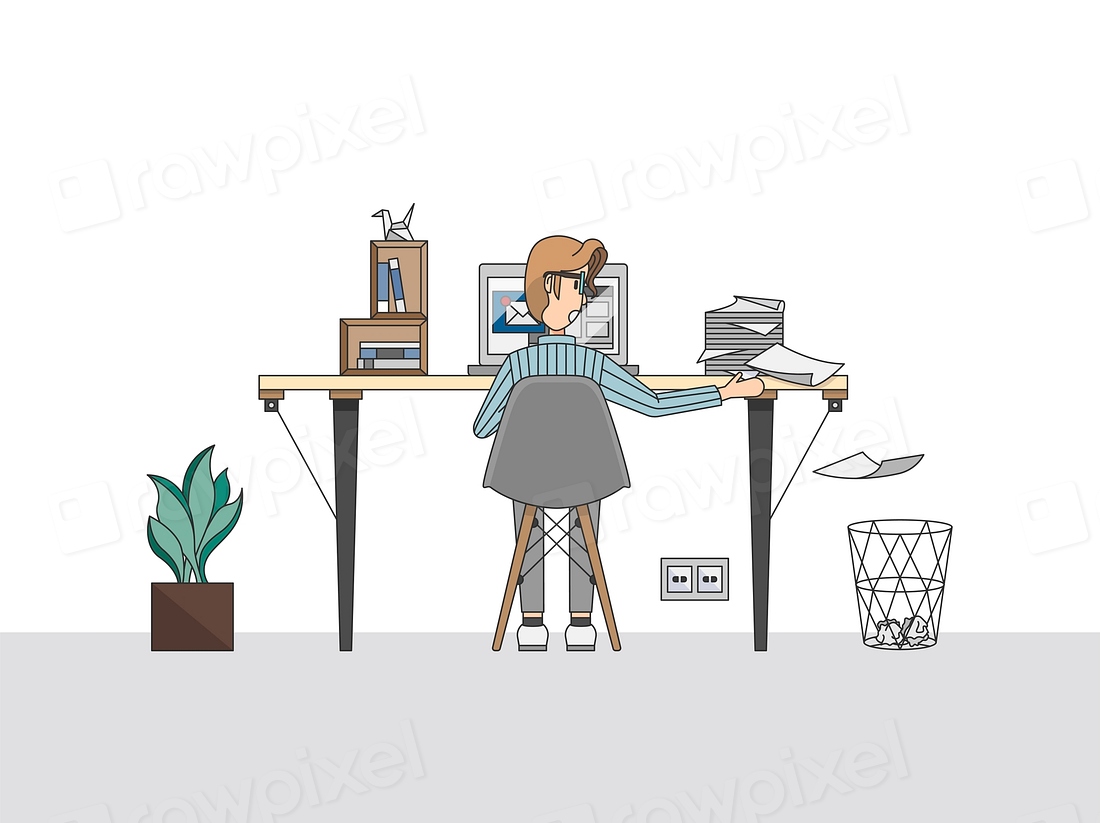 Man working stack papers | Free Vector Illustration - rawpixel