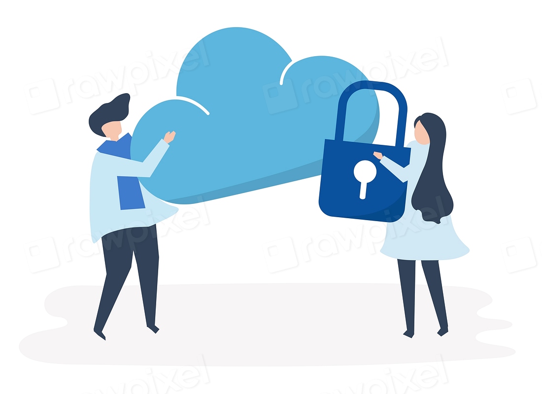 Characters couple and cloud security | Premium Vector - rawpixel